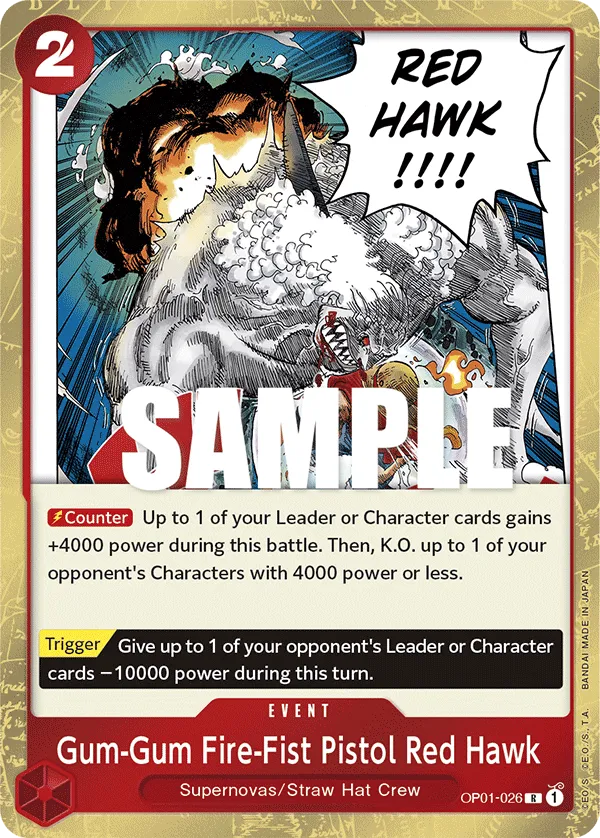 Gum-gum Fire-fist Pistol Red Hawk OP01-026-R - Rancho Store TCG